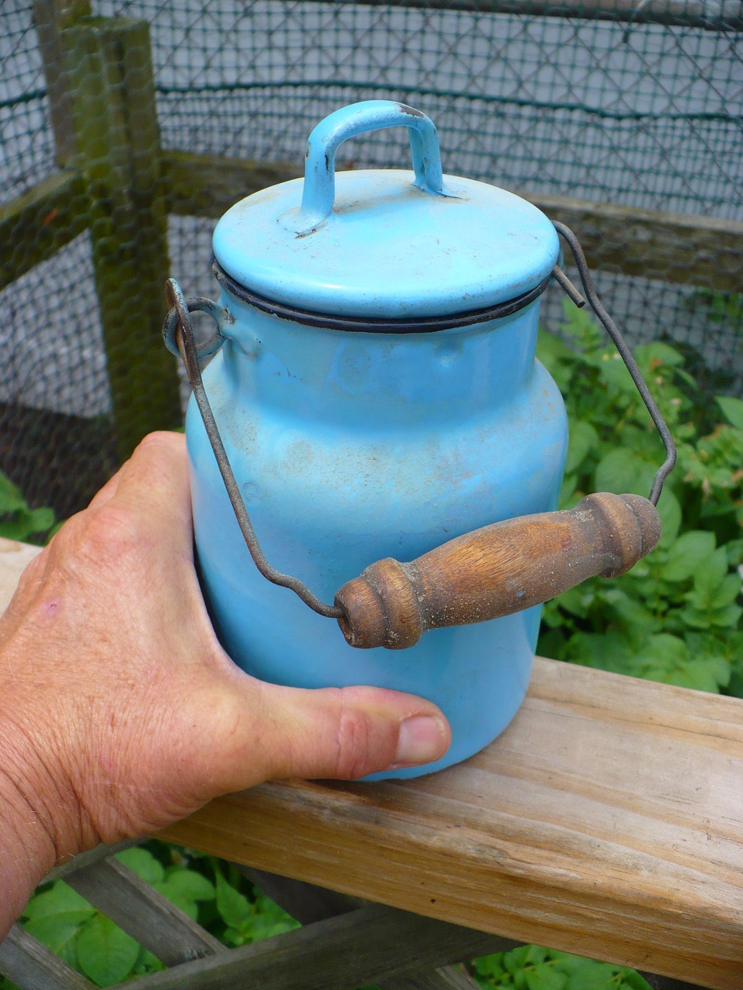 Small Robins Egg Blue Chippy Enamelware Cream or Milk Can - Etsy