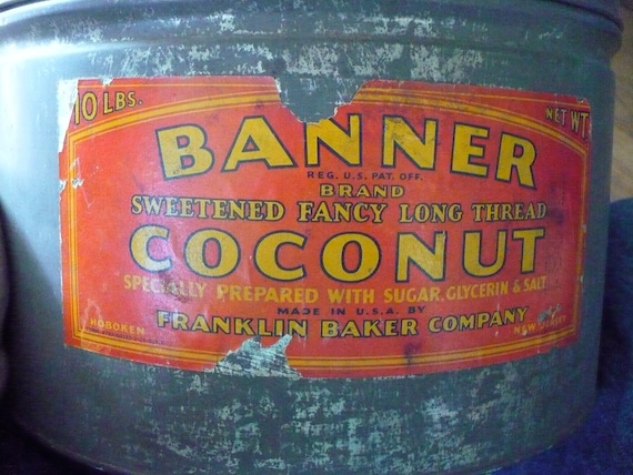 Banner Coconut Tin Container | Etsy