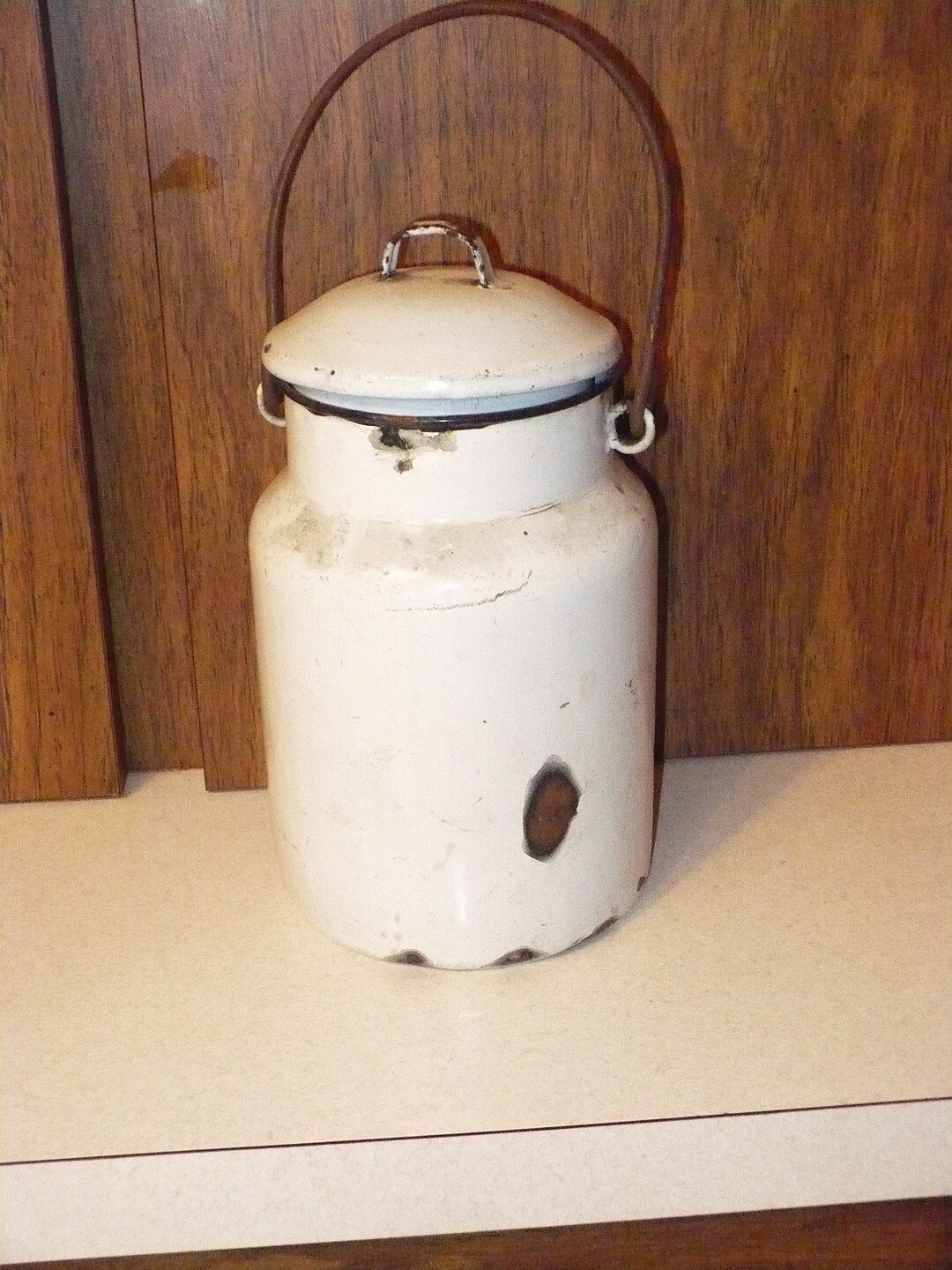 White Enamel Over Steel Small Milk Can - Etsy