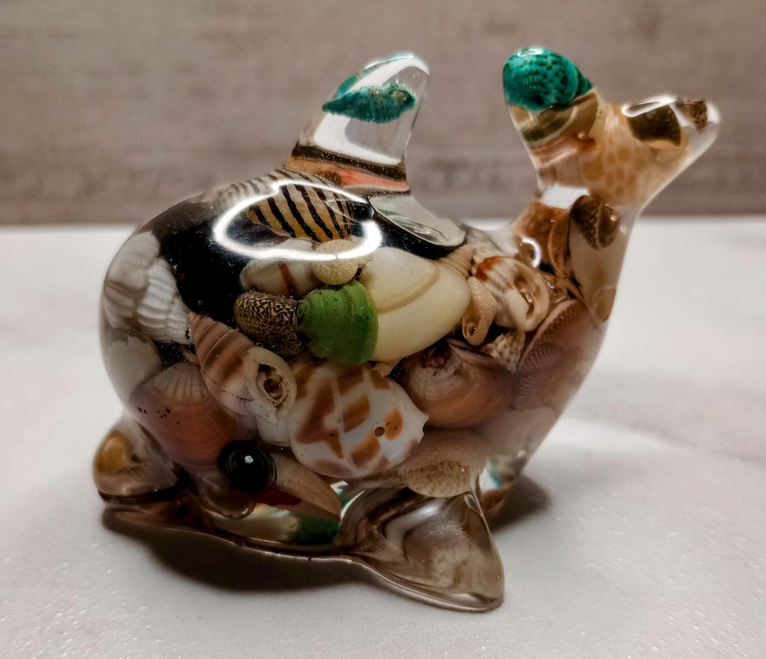 Handmade Epoxy Resin Whale Figurine With Real Shells & Flowers - Etsy