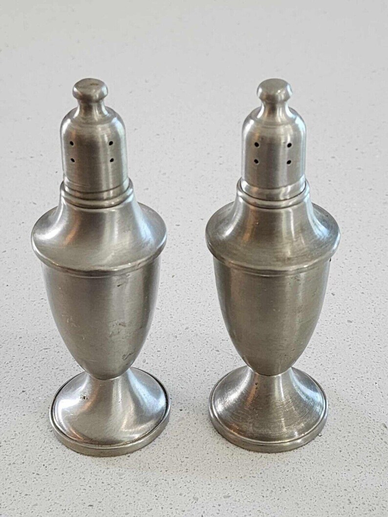 Vintage Web Pewter Salt & Pepper Shakers Weighted Glass-lined Mid ...