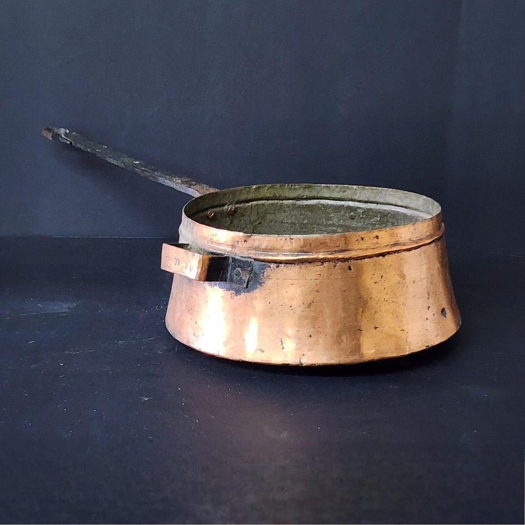 Antique Hand Hammered Large Copper Sauce Pot W/ Handles - Farmhouse ...