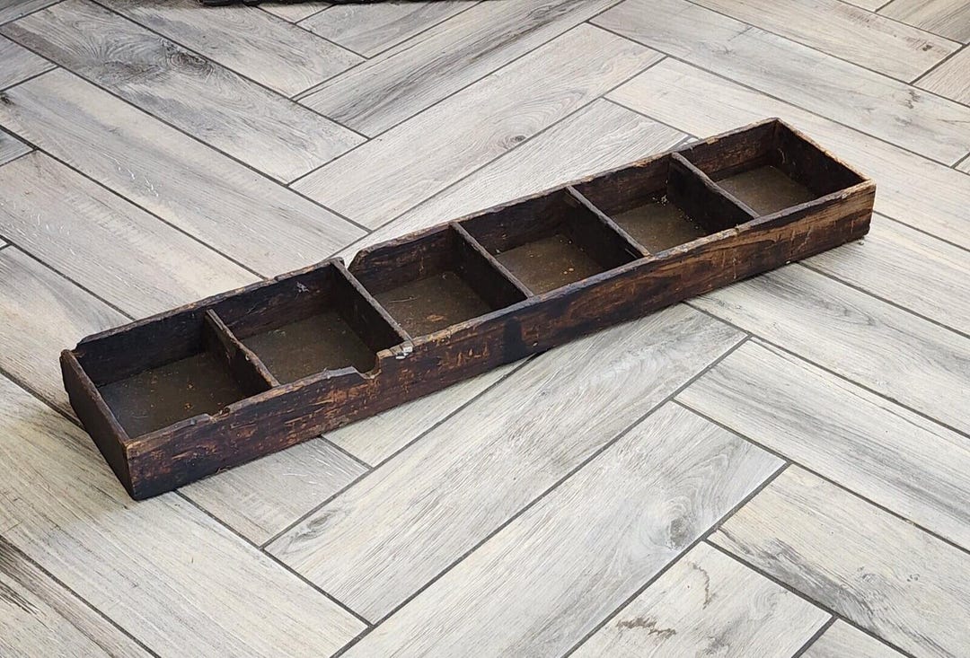 Long Rustic Primitive Wooden Divided Tray - 37" Long - Etsy