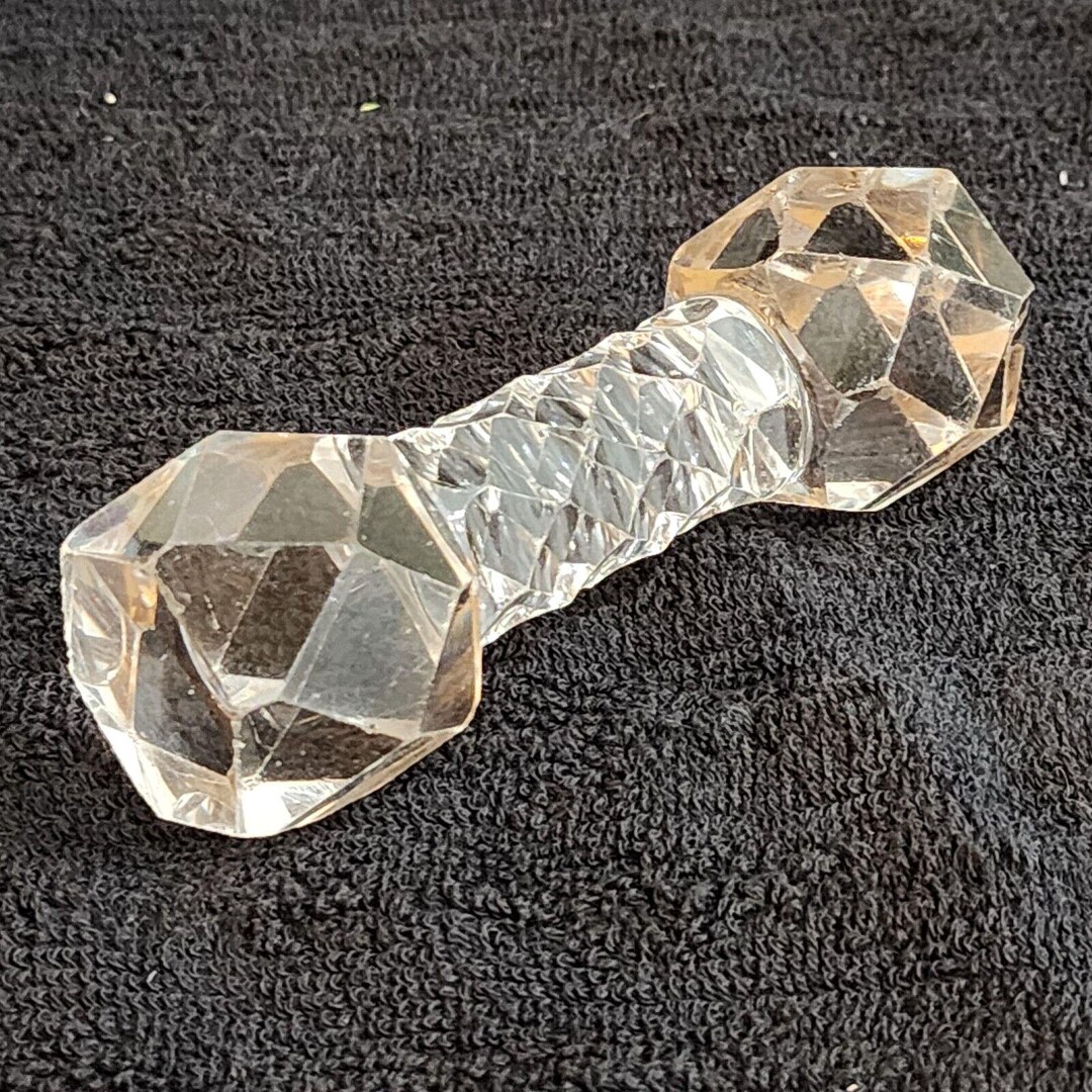 Vintage Glass Dumbbell Elegant Faceted Knife Stand Rest - or ...