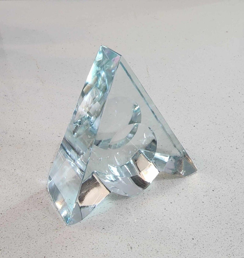 Triangle Crystal Glass Paperweight and Candle Holder - Etsy
