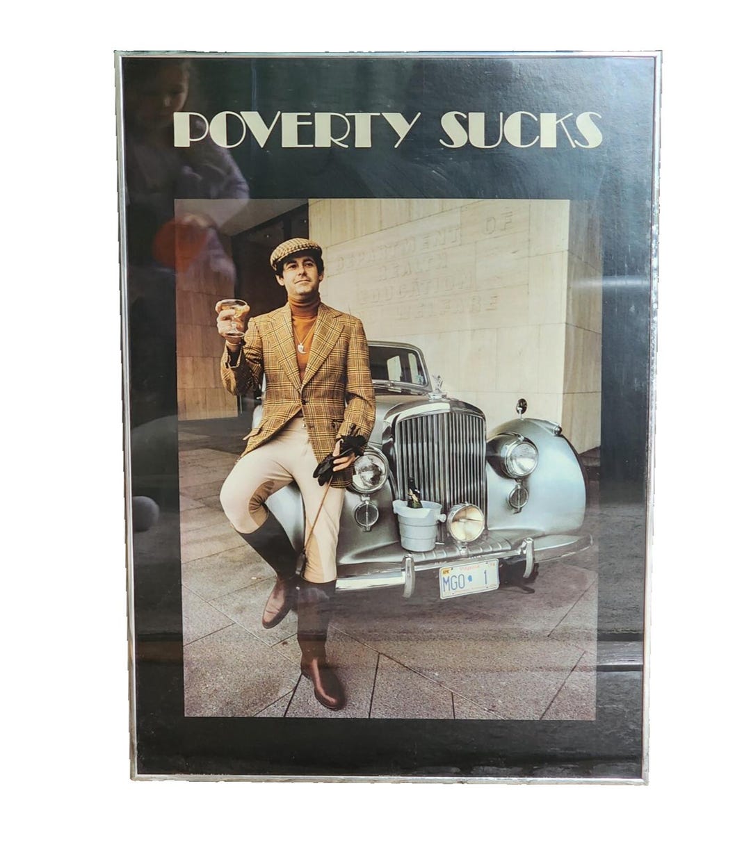 Poverty Sucks Framed Poster 1970s Vintage Man on Car- Marion Chamblee ...
