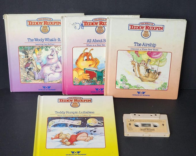 Teddy Ruxpin Lot of 4 Books and Cassette - Airship, Lullabies, Bears ...