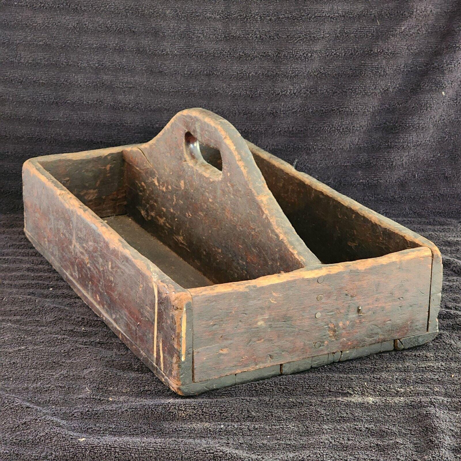 Antique Primitive Wooden Carrier Caddy Box Handle Farmhouse Decor - Etsy