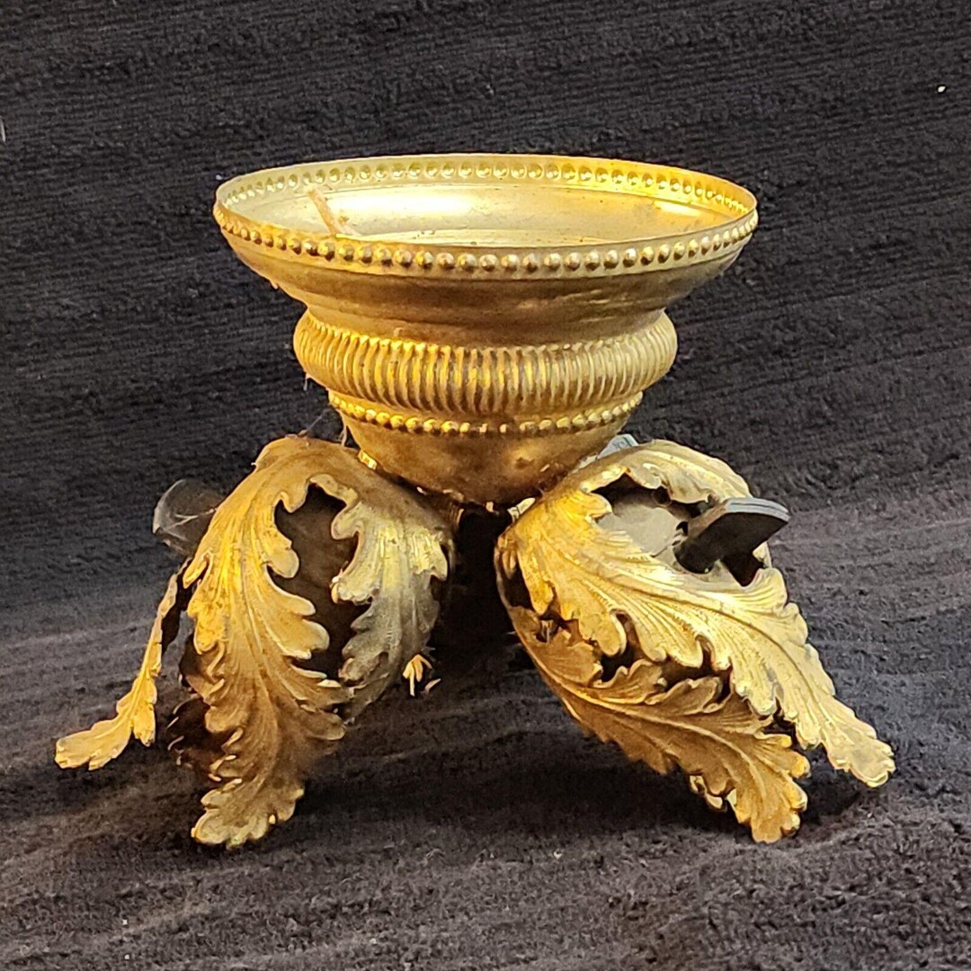 Antique PERKINS Victorian Gilded Brass Three-light Ceiling Fixture Leaf ...