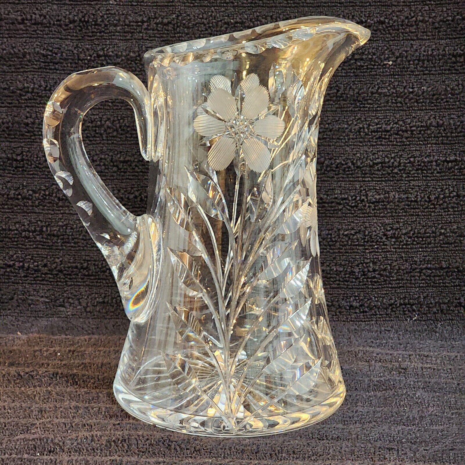 ABP Pitcher, American Brilliant Period Cut Glass, Roden Bros. Floral ...