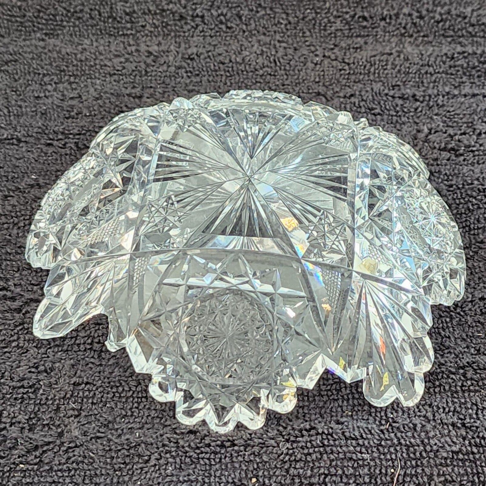 Antique American Brilliant Cut Crystal Bowl Plate W/sawtooth Scalloped ...