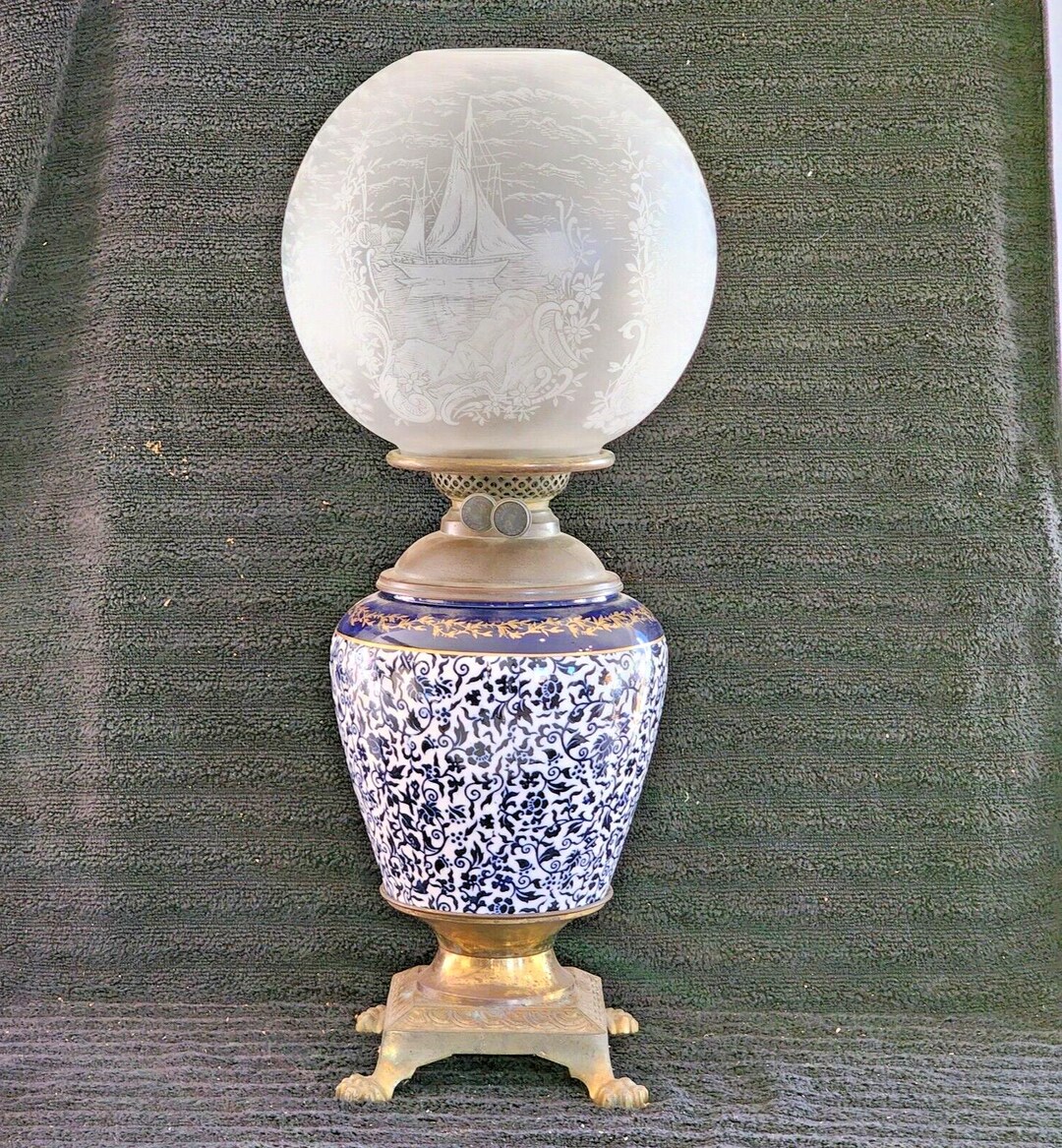 Italian Cobalt Blue and Gold Porcelain Table Lamp Wright and Butler ...