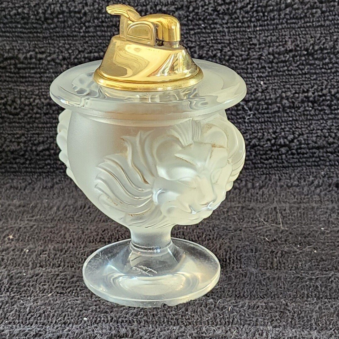 Lalique Crystal Tete De Lion Cigarette Lighter SIGNED - Etsy
