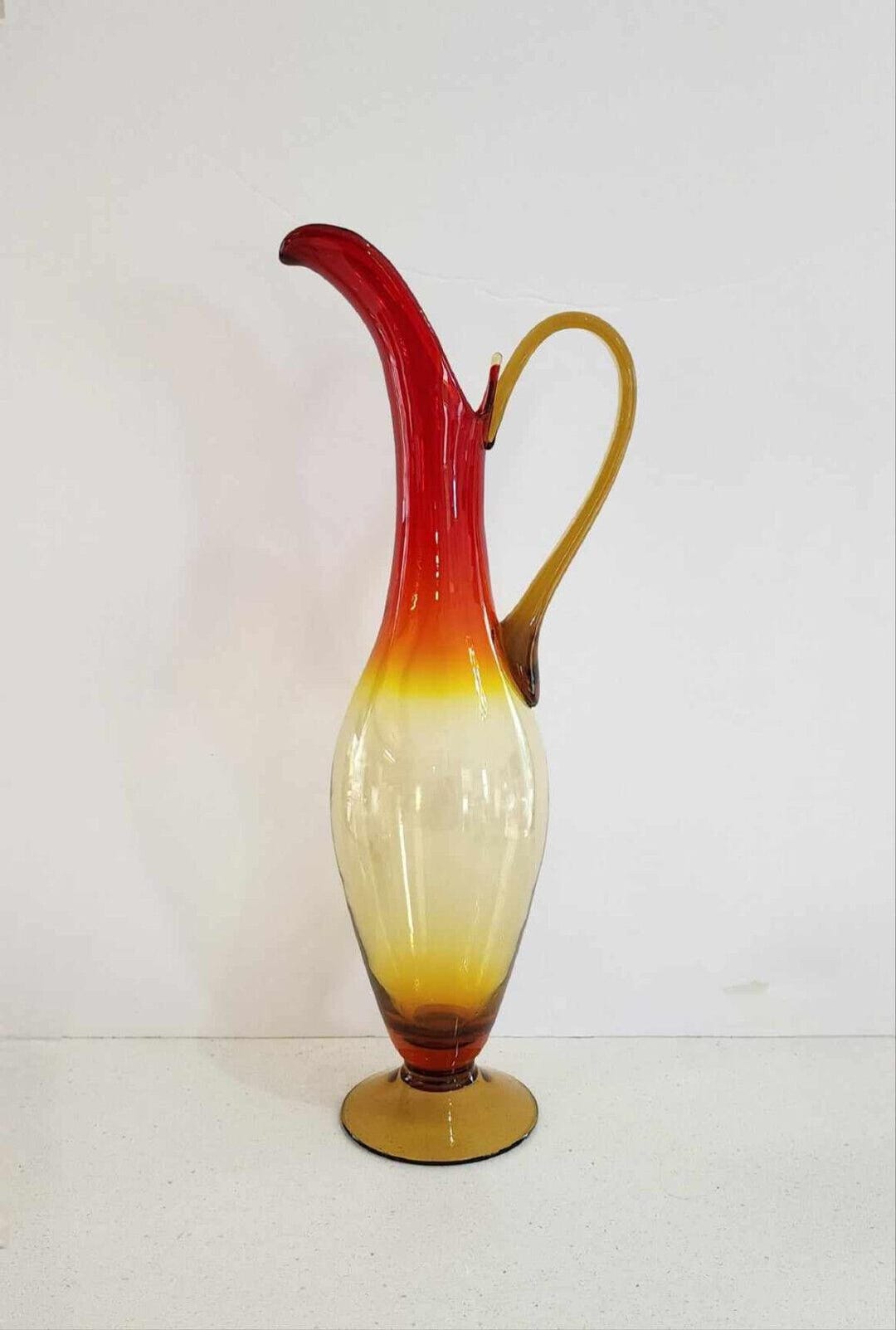 RARE & PERFECT Vintage Mid Century Modern Blenko Amberina Pitcher Ewer ...