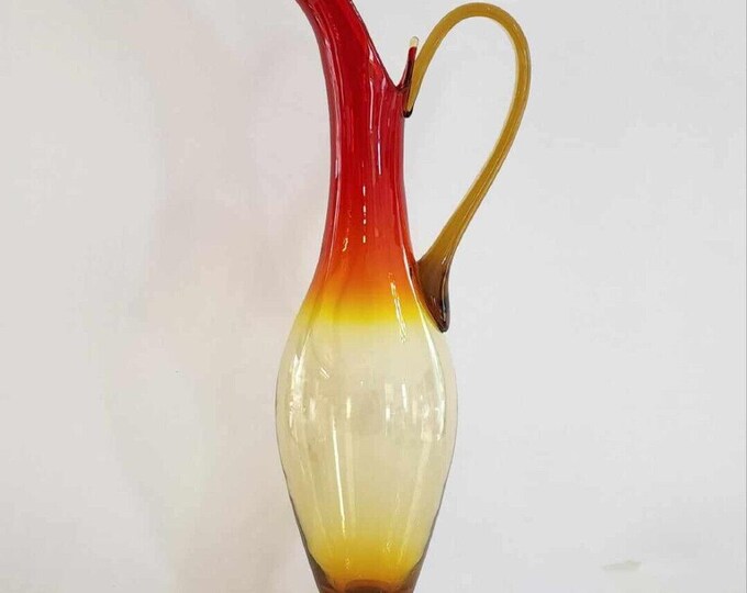 RARE & PERFECT Vintage Mid Century Modern Blenko Amberina Pitcher Ewer ...