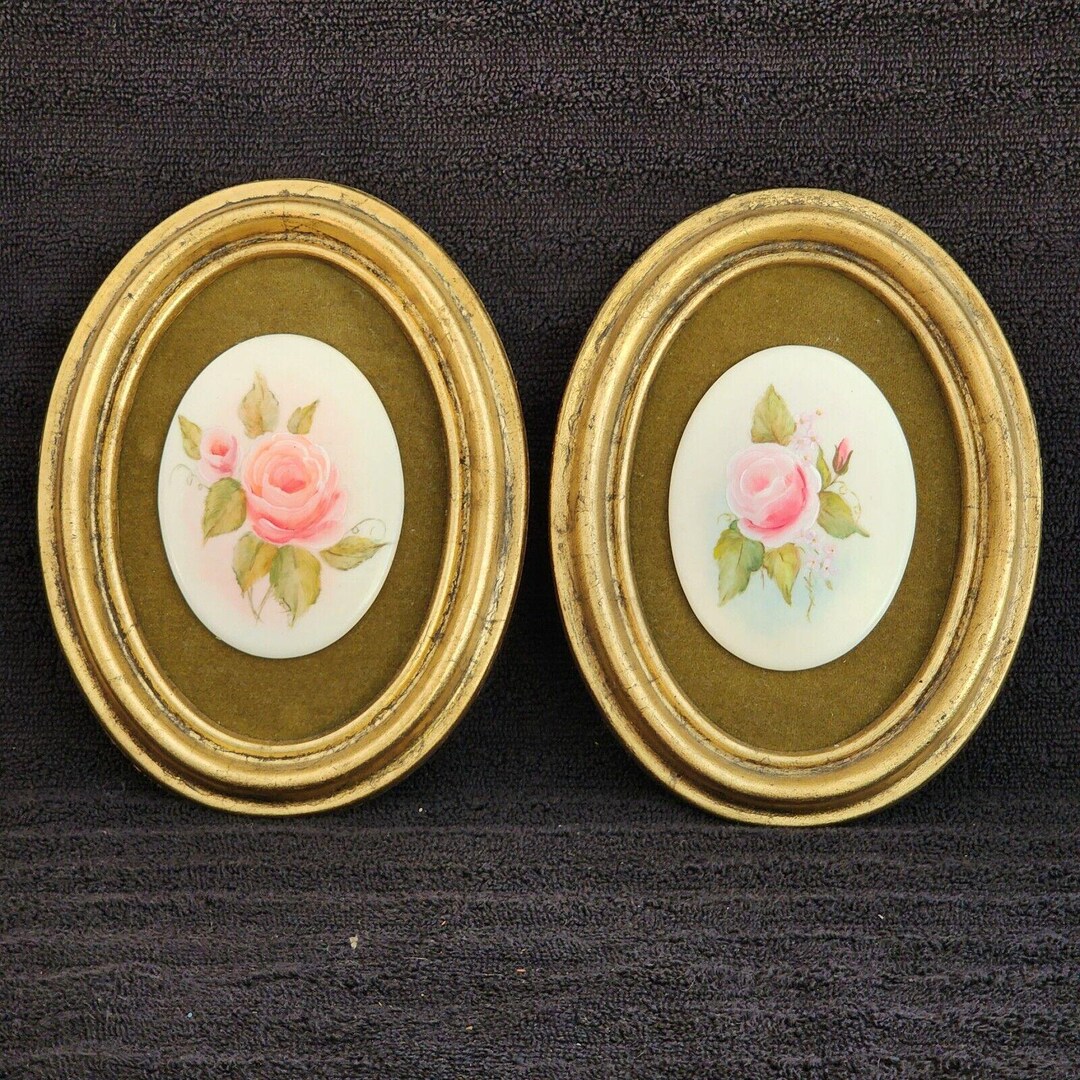Pair of Antique Limoges Floral Prints Framed on Porcelain Roses - Etsy