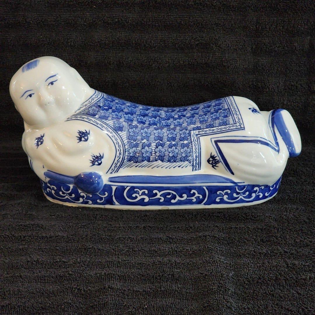 VINTAGE Glazed Porcelain Chinese Opium Pillow - Hand Painted - Etsy