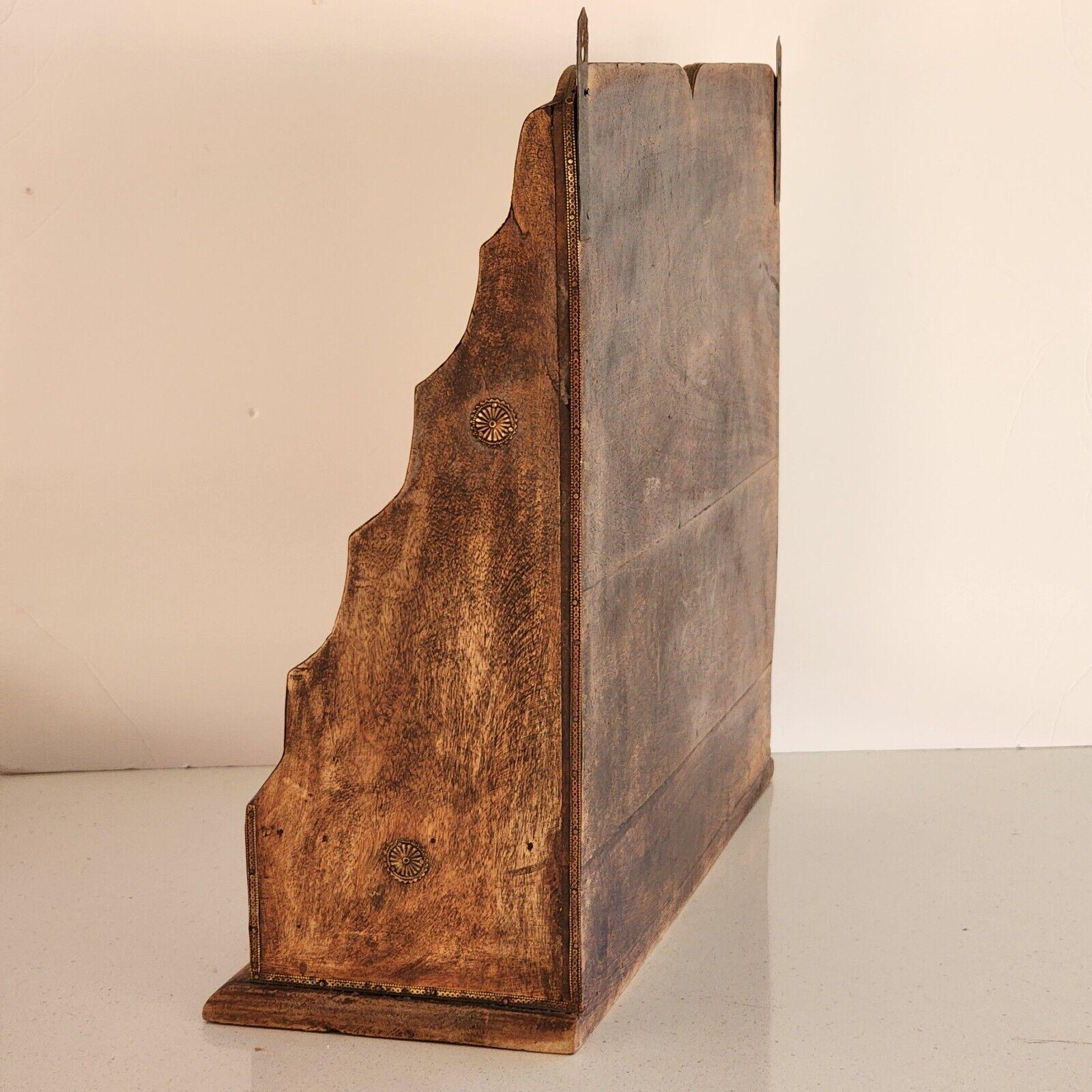 Antique Letter Holder - Desk Organizer- Wood W/ Ornate Metal Trim- One ...