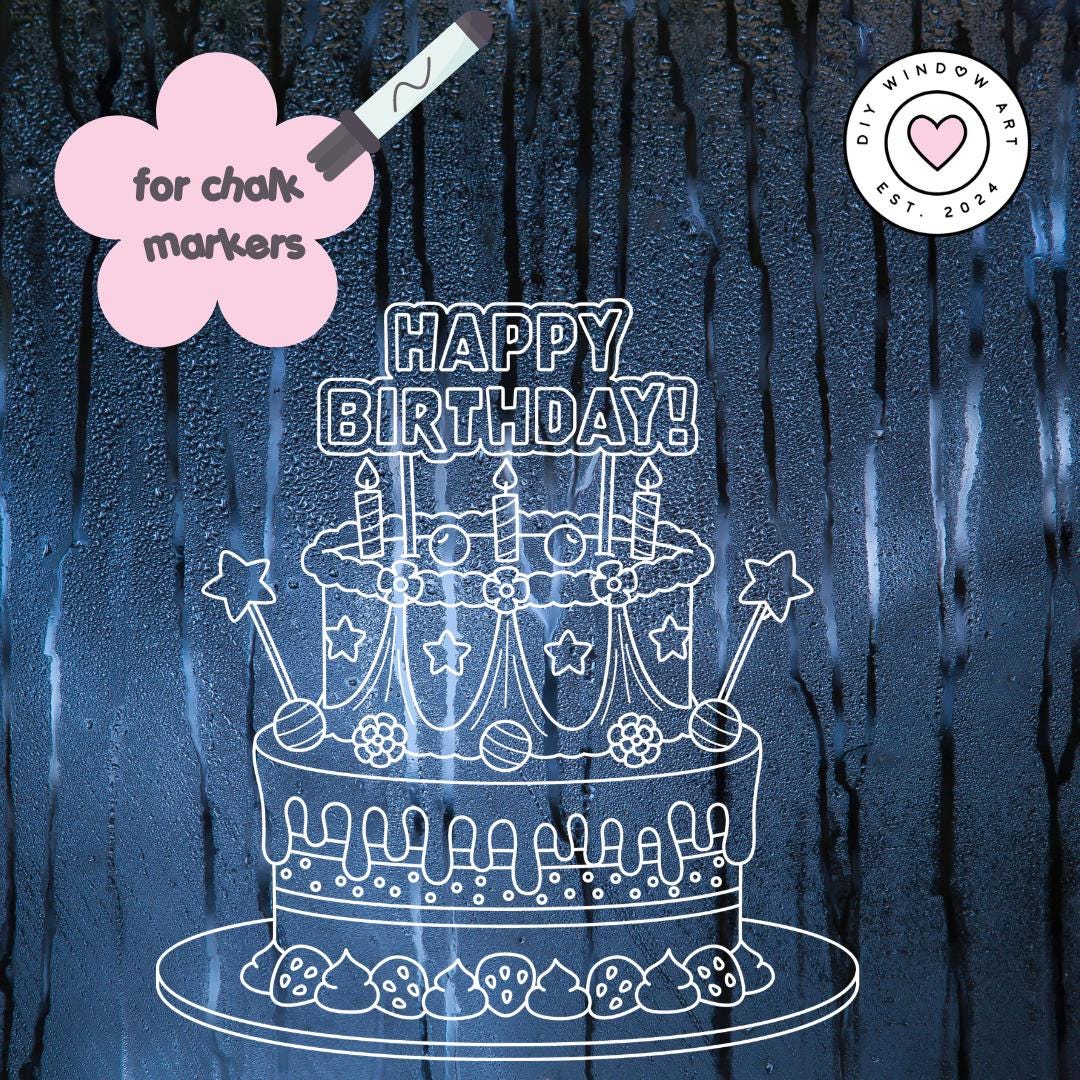 Happy Birthday STENCILS DIY Window Chalk Art - Digital Download ...