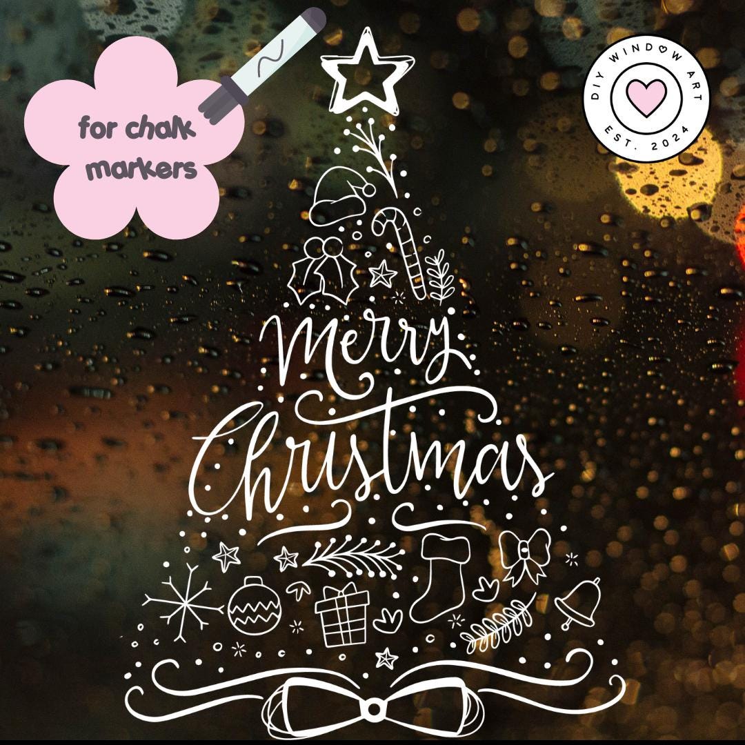 Christmas Window Art Stencils: DIY Festive Chalk Designs (PDF) - Etsy