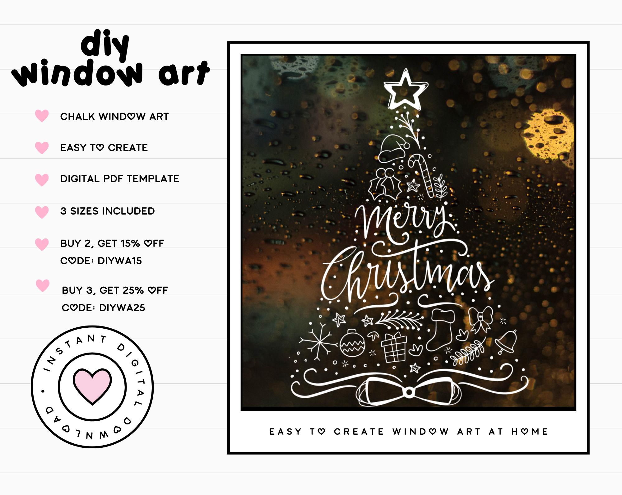 CHRISTMAS Xmas STENCILS DIY Chalk Window Art in Pdf Format - Festive ...