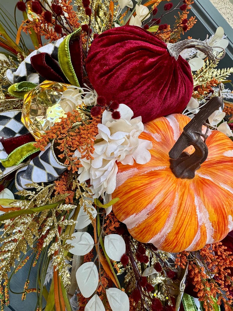 Luxury Extra Large Fall Pumpkin Door Swag – Autumn Harvest Wreath for ...
