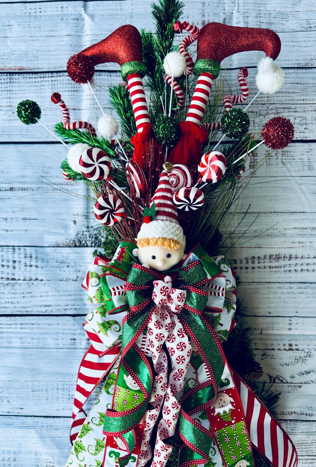 Whimsical Elf Christmas Tree Topper - Festive Holiday Décor - Etsy