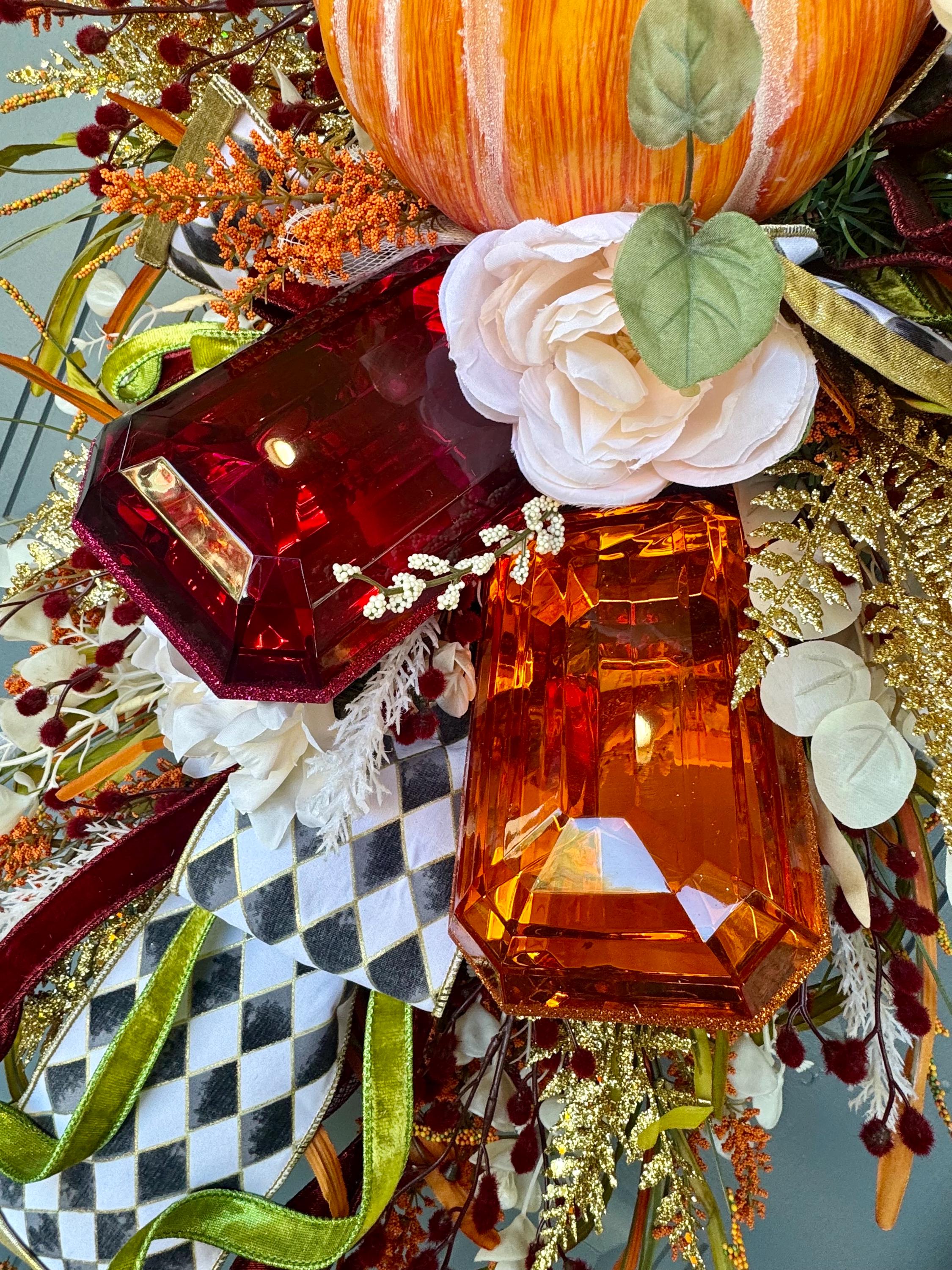 Luxury Extra Large Fall Pumpkin Door Swag – Autumn Harvest Wreath for ...
