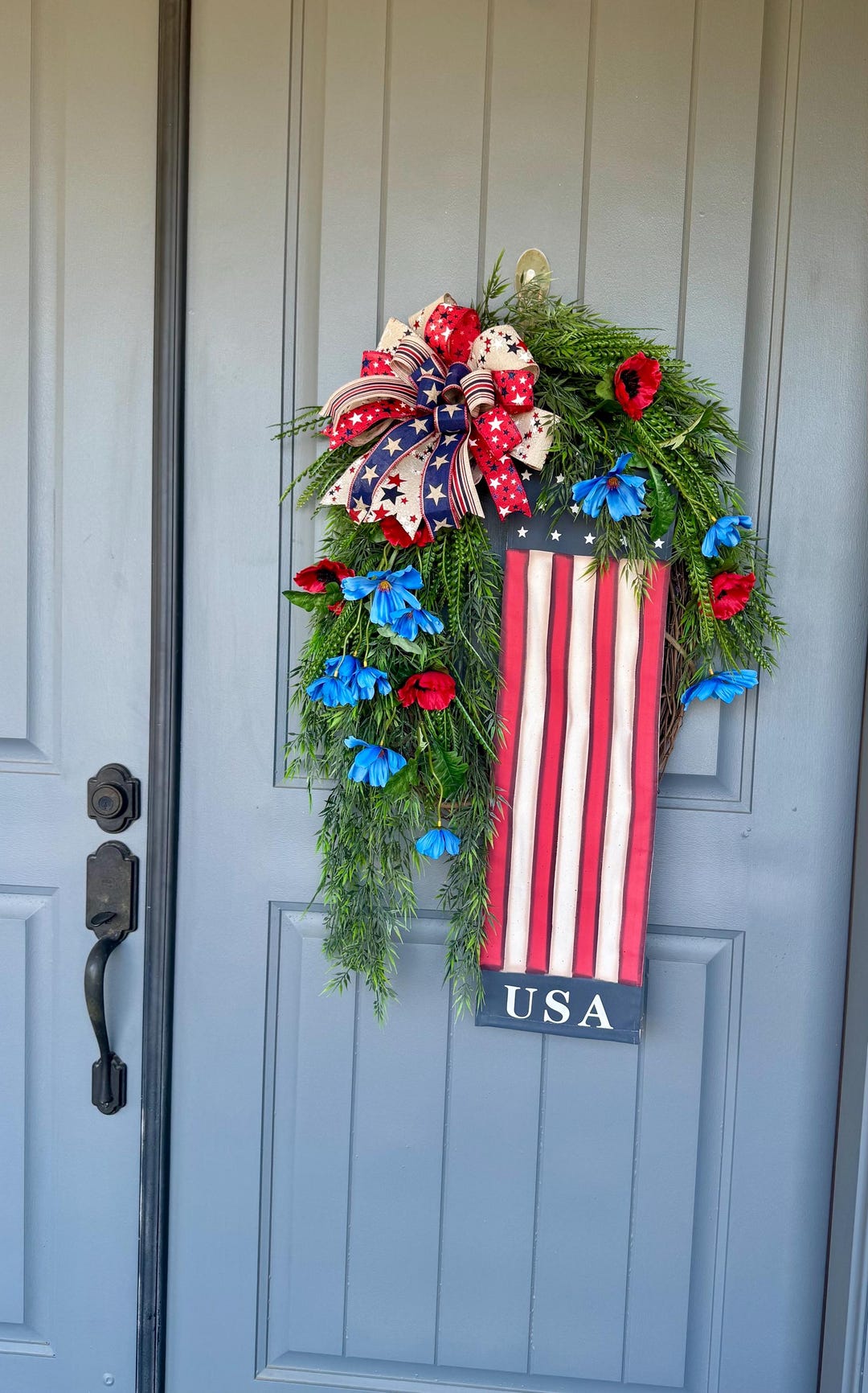 Patriotic USA Wreath | American Flag Door Decor | 4th of July Wreath ...