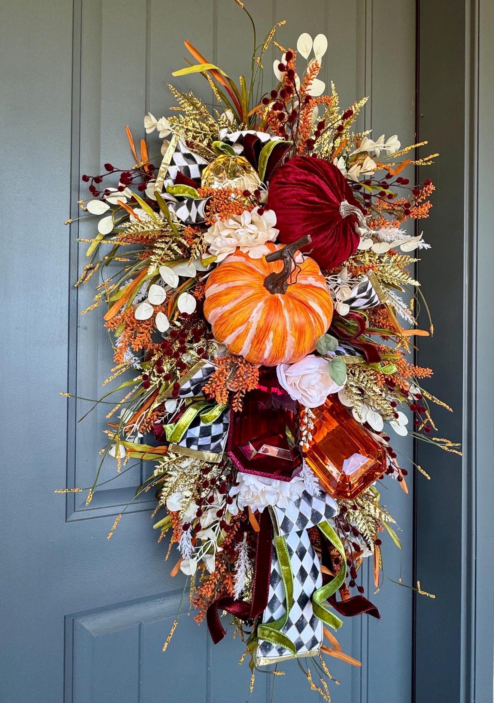 Luxury Extra Large Fall Pumpkin Door Swag – Autumn Harvest Wreath for ...