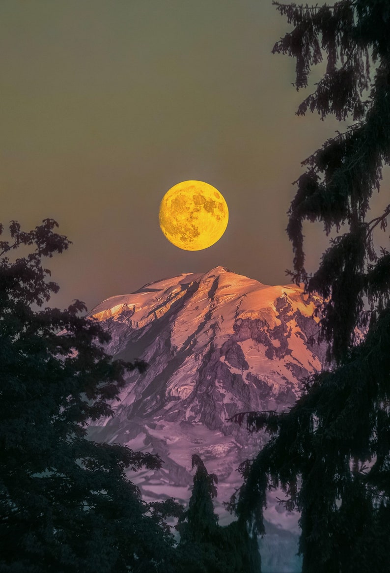 Moon X Mount Rainier Alignment - Etsy