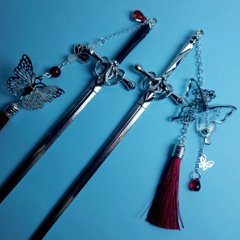 Enchanting Sword With Butterfly Chinese Style Hairpin Tgcf>~