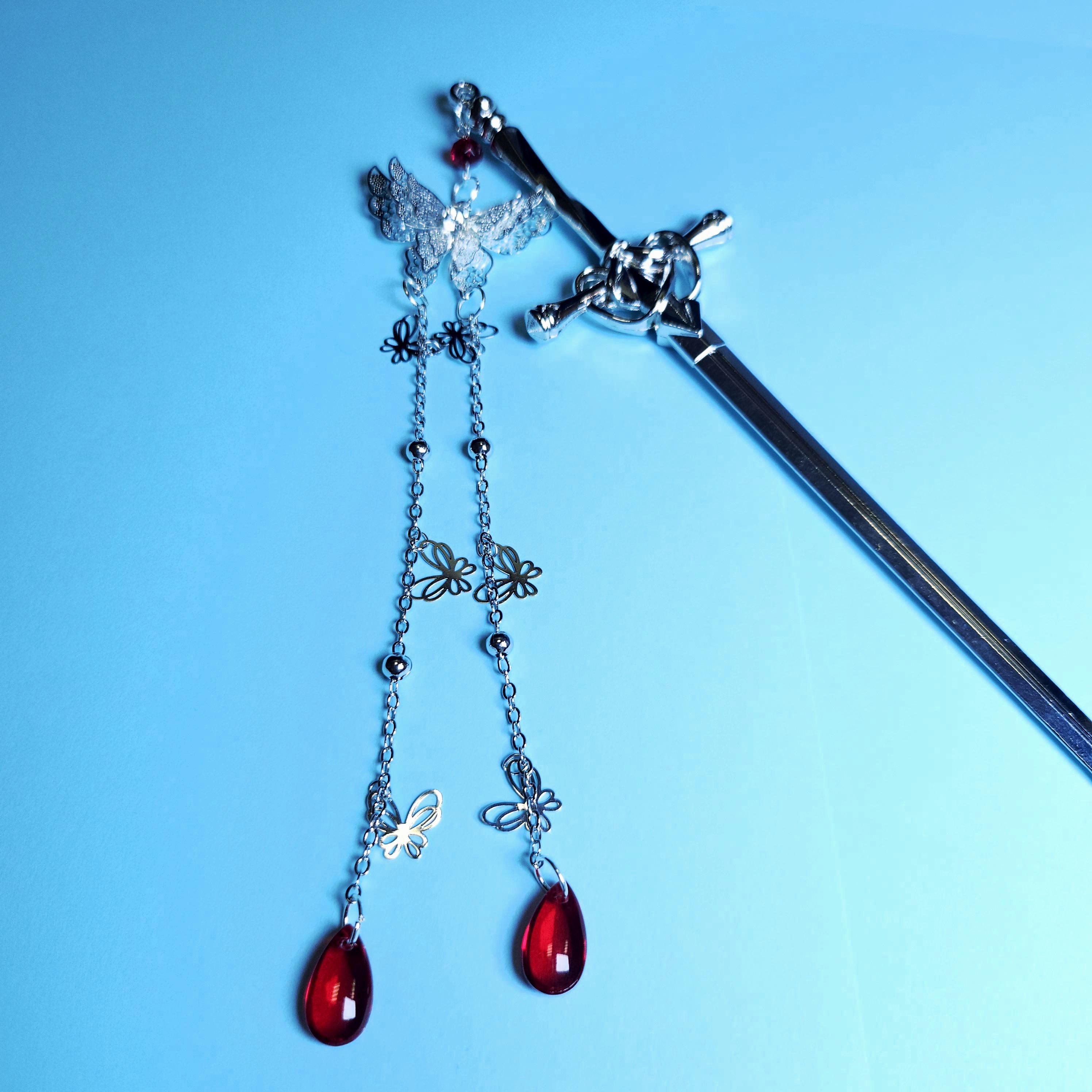 Enchanting Sword With Butterfly Chinese Style Hairpin Tgcf>~