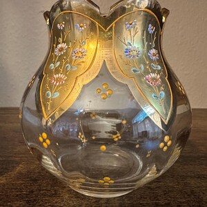 Small Hand Painted Gold and Floral Glass Vase 4 - Etsy