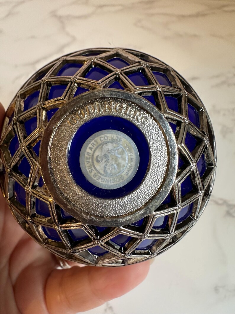 Godinger Blue and Silver Candle Holder Vintage - Etsy