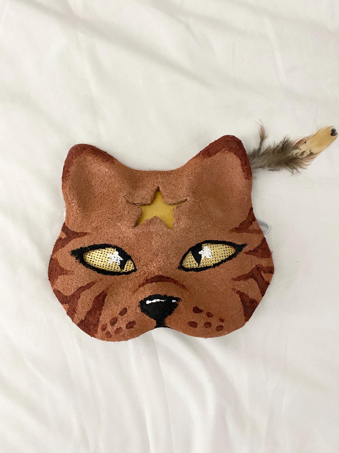 Therian Cat Mask Tiger Brown Gold Warrior Cat Felted Costume Lined Gear ...