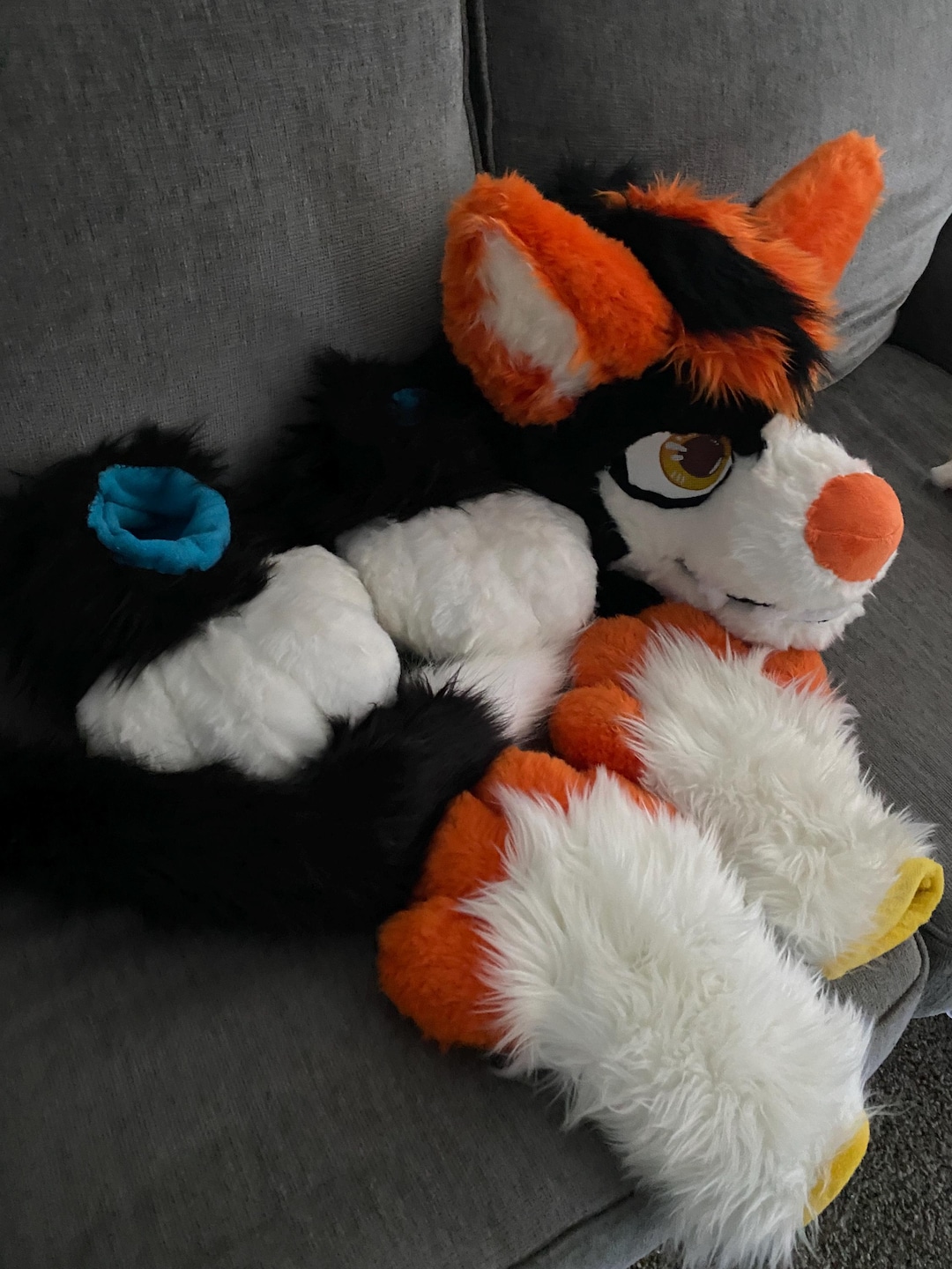 Premade Fursuit Partial Orange Punk Fox Fursuit Head + Hand Paws, Tail, Feet Paws, and Art - Etsy