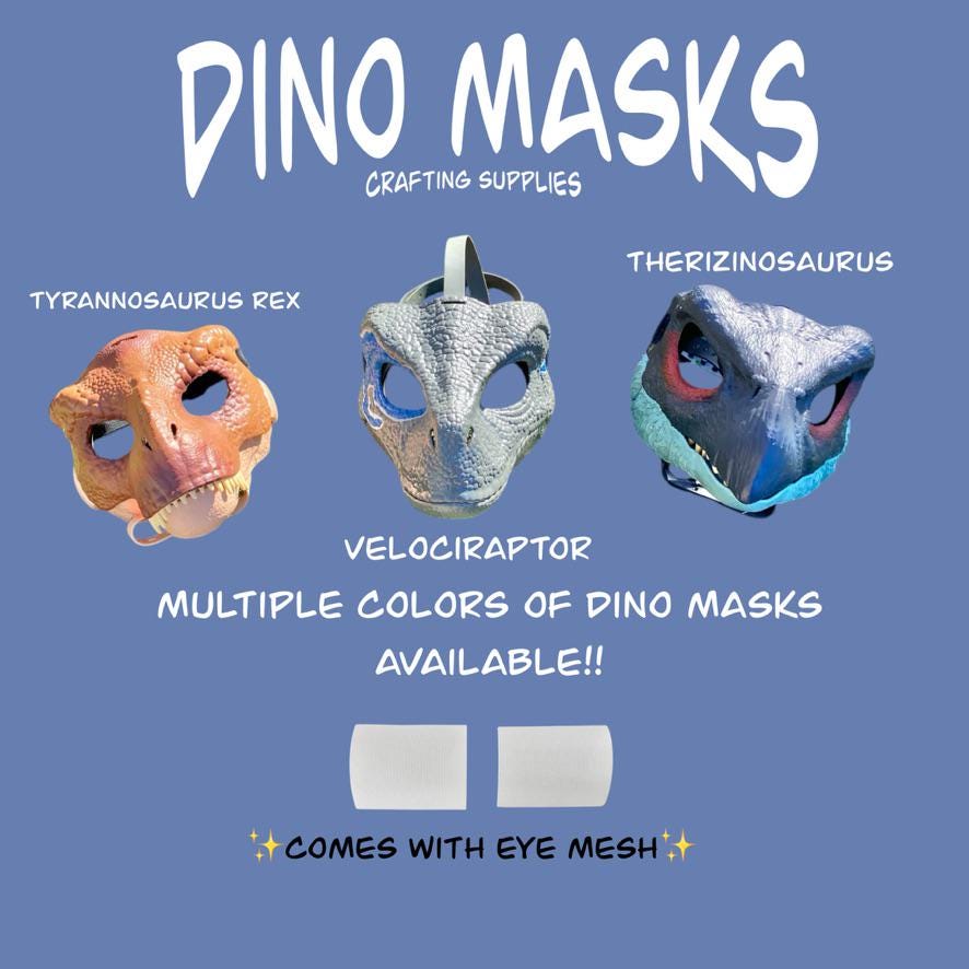 Dino Mask Base Plain Blank DIY Raptor Velociraptor T-rex Tyrannosaurus ...