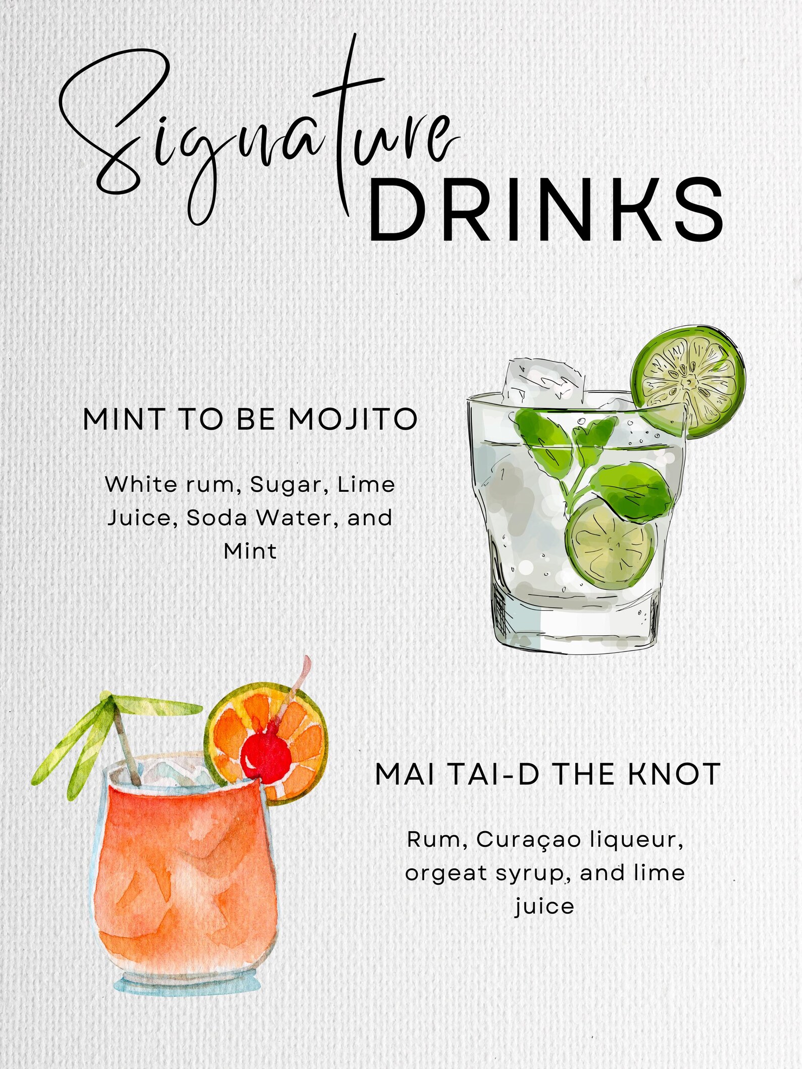 Signature Drinks Menu Wedding Cocktails Sign - Etsy