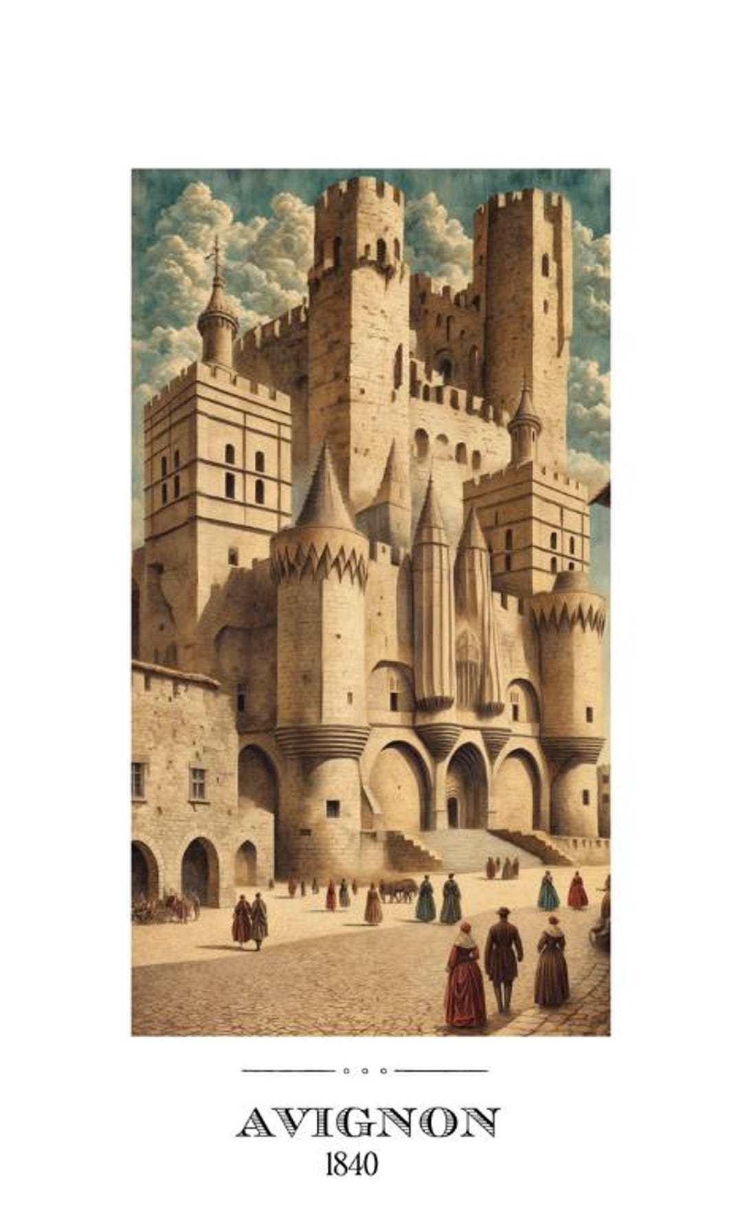 Vintage Avignon Castle Art Print: Timeless French Elegance for Your Wall - Etsy