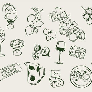 Hand Drawn Italian Summer Clip Art SVG Illustration Pack With 30 ...