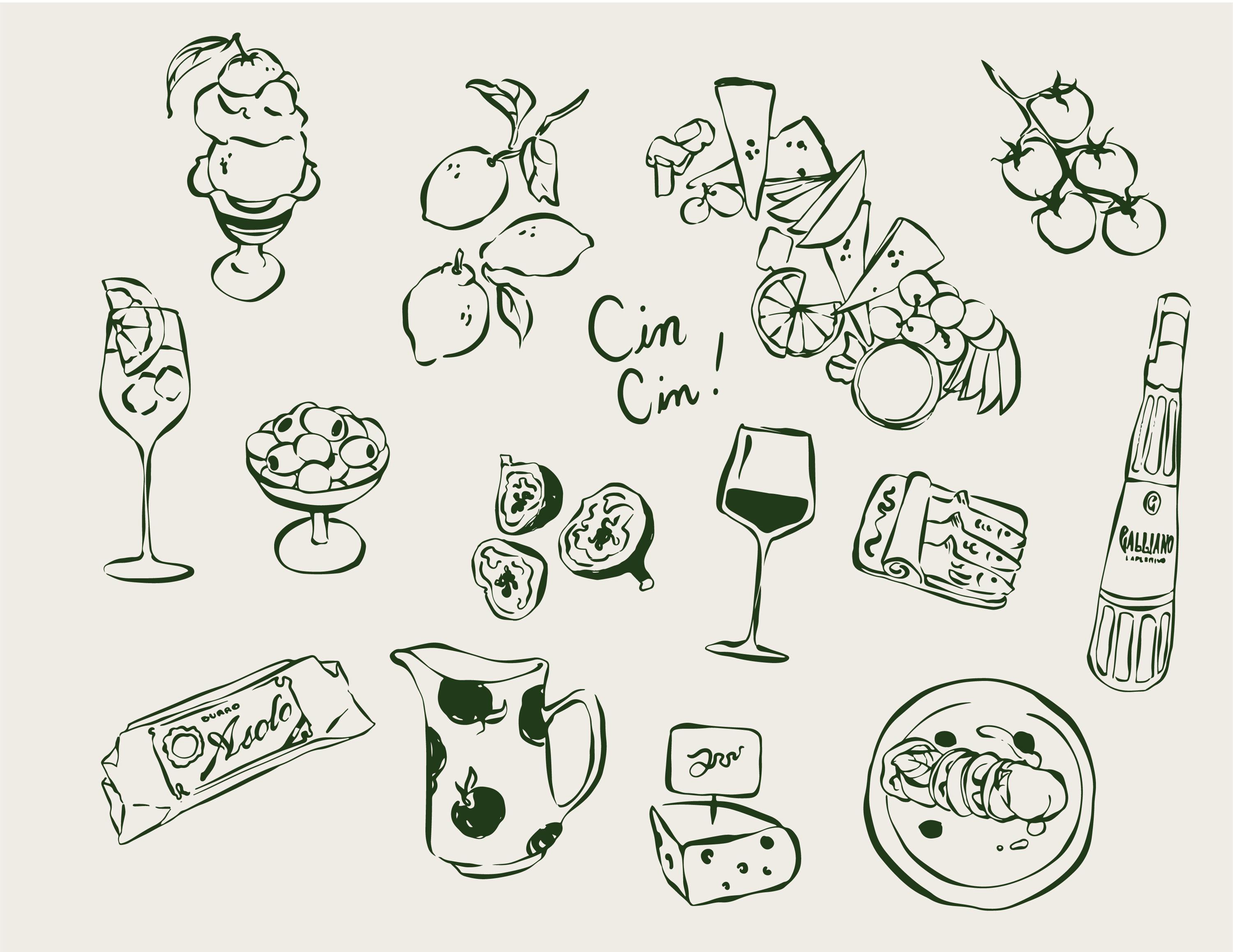 Hand Drawn Italian Summer Clip Art SVG Illustration Pack With 30 ...