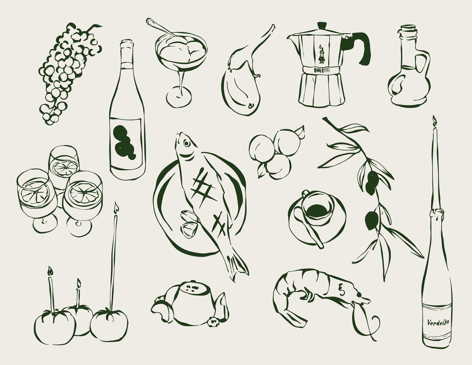 Hand Drawn Italian Summer Clip Art SVG Illustration Pack With 30 ...