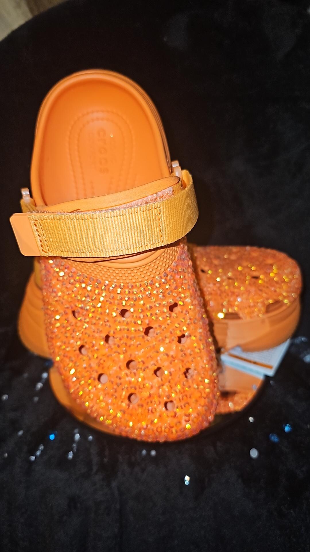 Womens Orange Bedazzled Crocs - Etsy