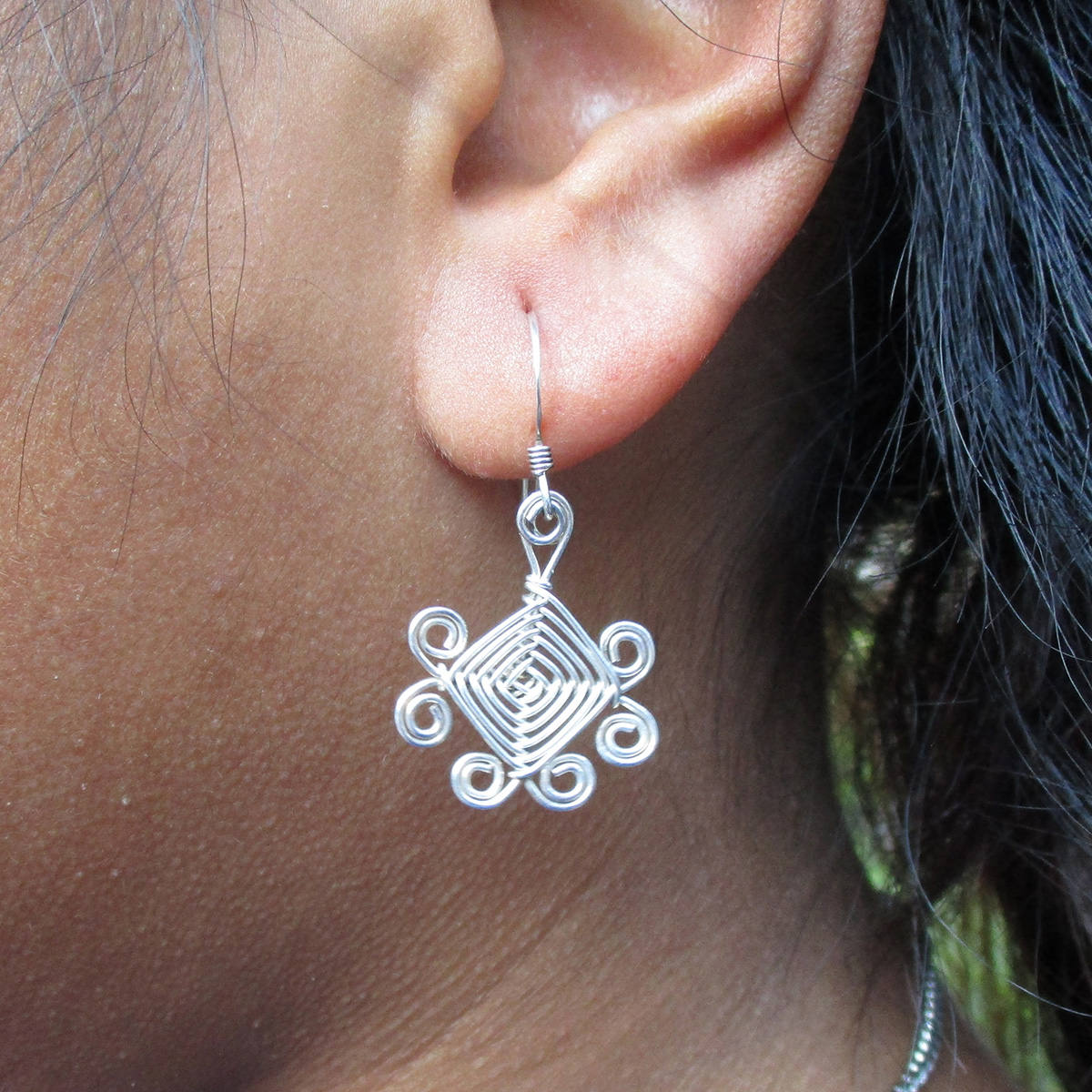 Hand Woven Sterling Silver Wire Earrings Scroll Ojos Earrings Etsy