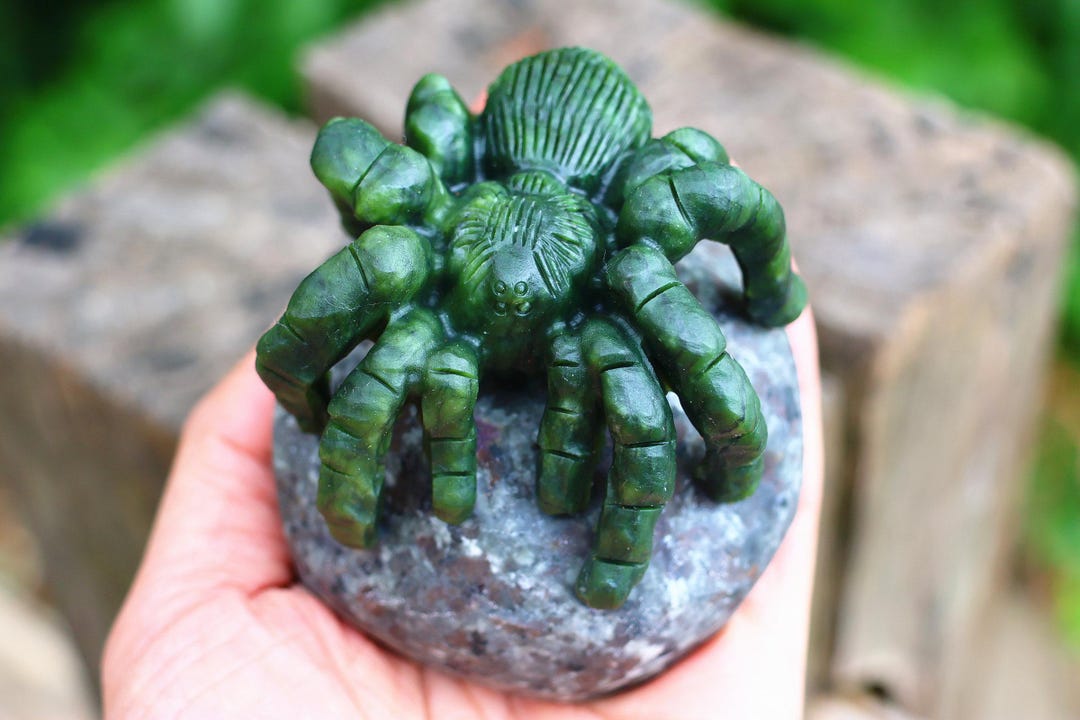 3.2inches Natural Jade Carved Spider, Quartz Crystal Spider Carving ...