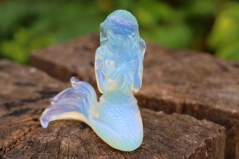2.6inches Natural Opaline Carved Mermaid Quartz Crystal Carving ...