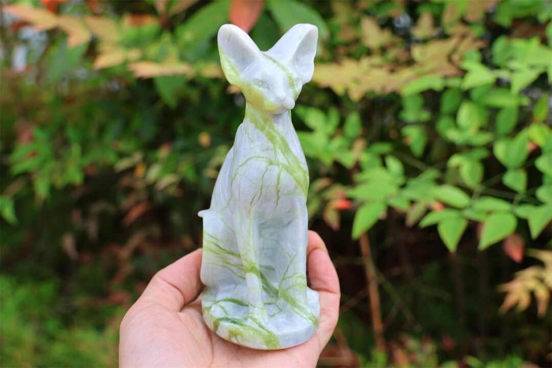 6inches Natural Jade Carved Egypt Cat, Quartz Crystal Carving ...