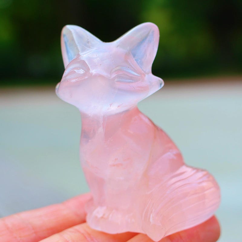 Pink Rose Quartz Fox - Etsy