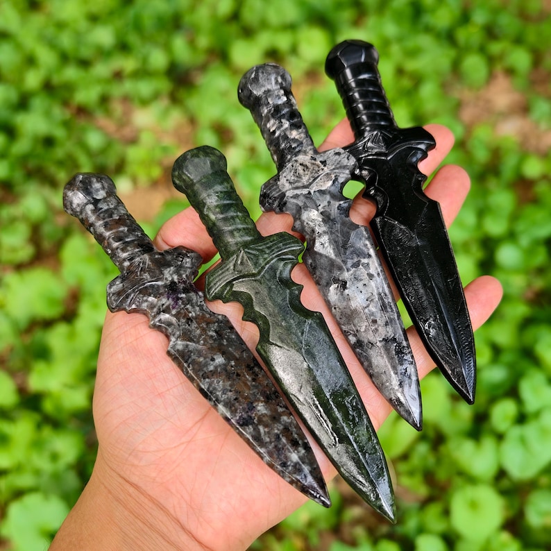 5.8" Natural Hand Carved Knife, Crystal Knife, Crystal Dagger, Crystal ...